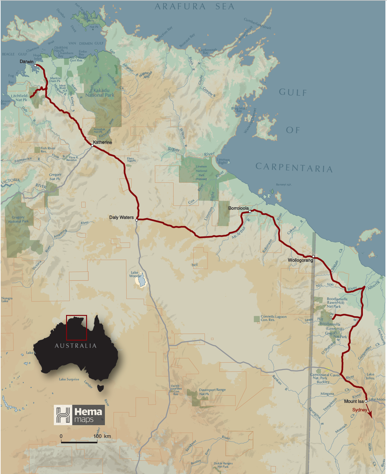 Northern Territory Queensland Outback map - Pat Callinan's 4X4 Adventures